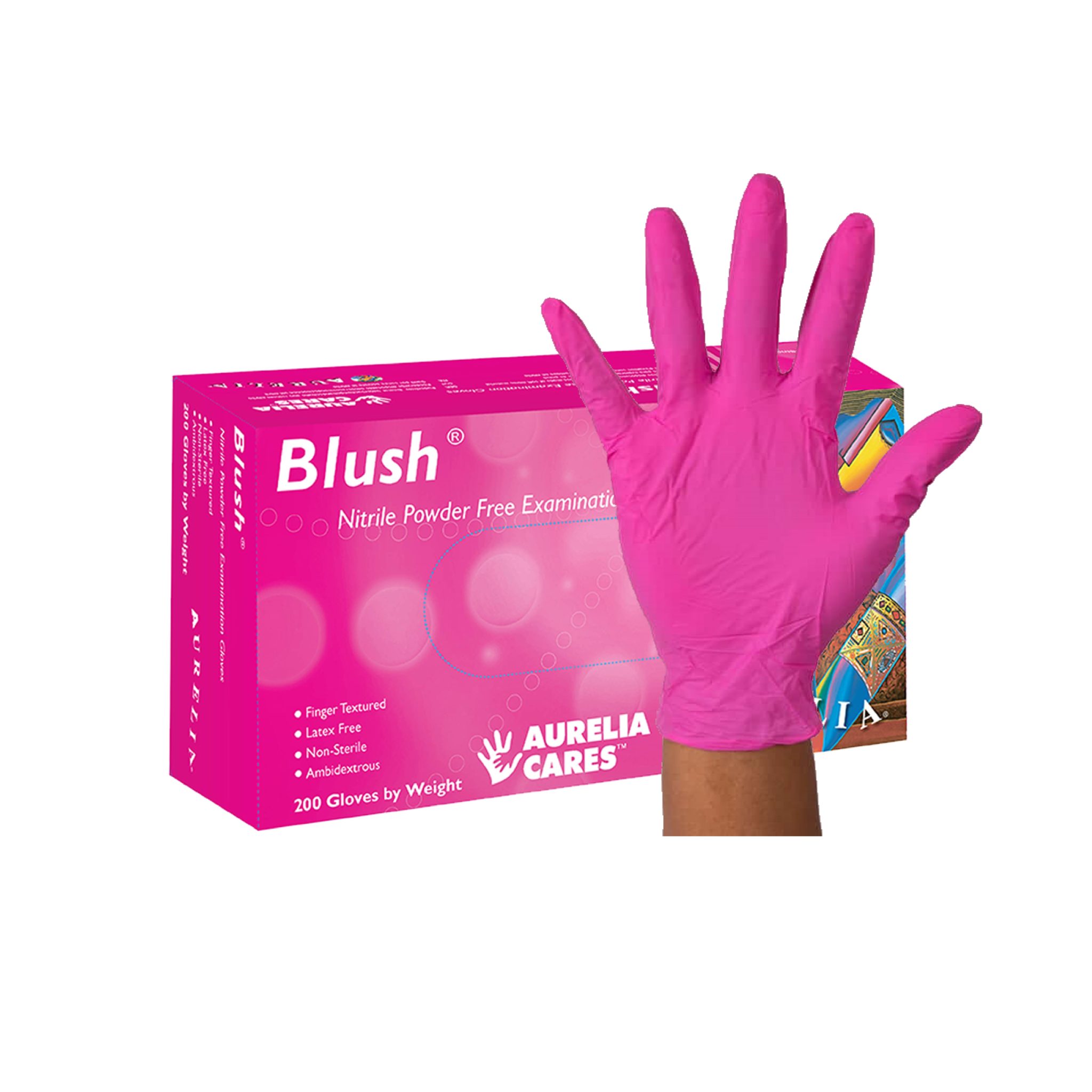 Aurelia: Blush 200 Nitril Poedervrij Roze - Pluswerkhandschoenen.nl
